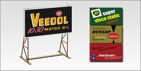 Kit Roadside Billboards 4pcs 1/64 - VEEDOL BP DUNLOP, becker