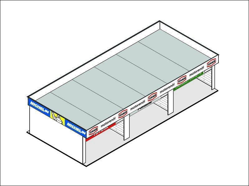 Kit Pit Lane Building with 3 pit stops 1/64